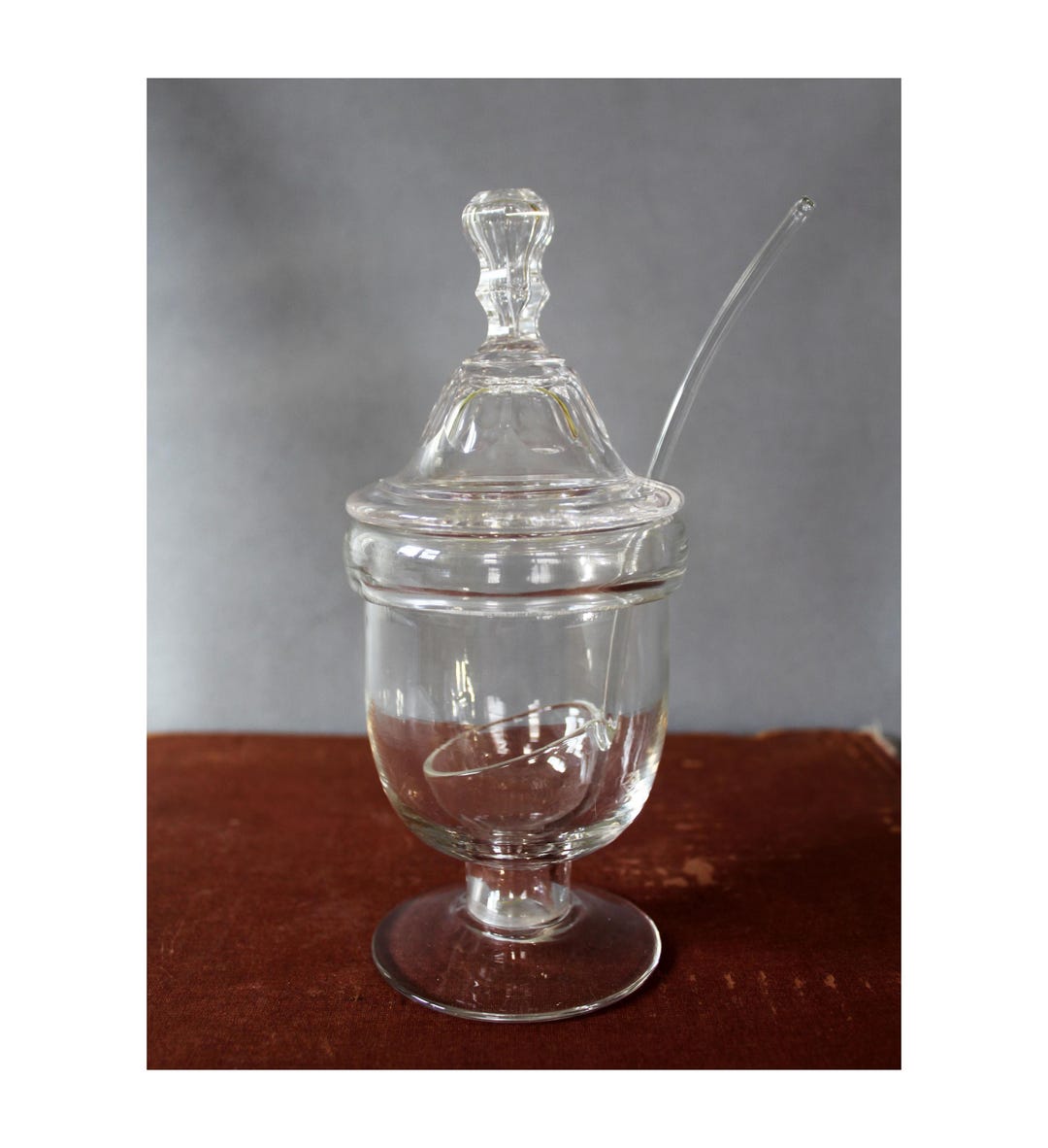Vintage Cut Glass Crystal Sauce Pot With Ladle, Cranberry Sauce Serving ...