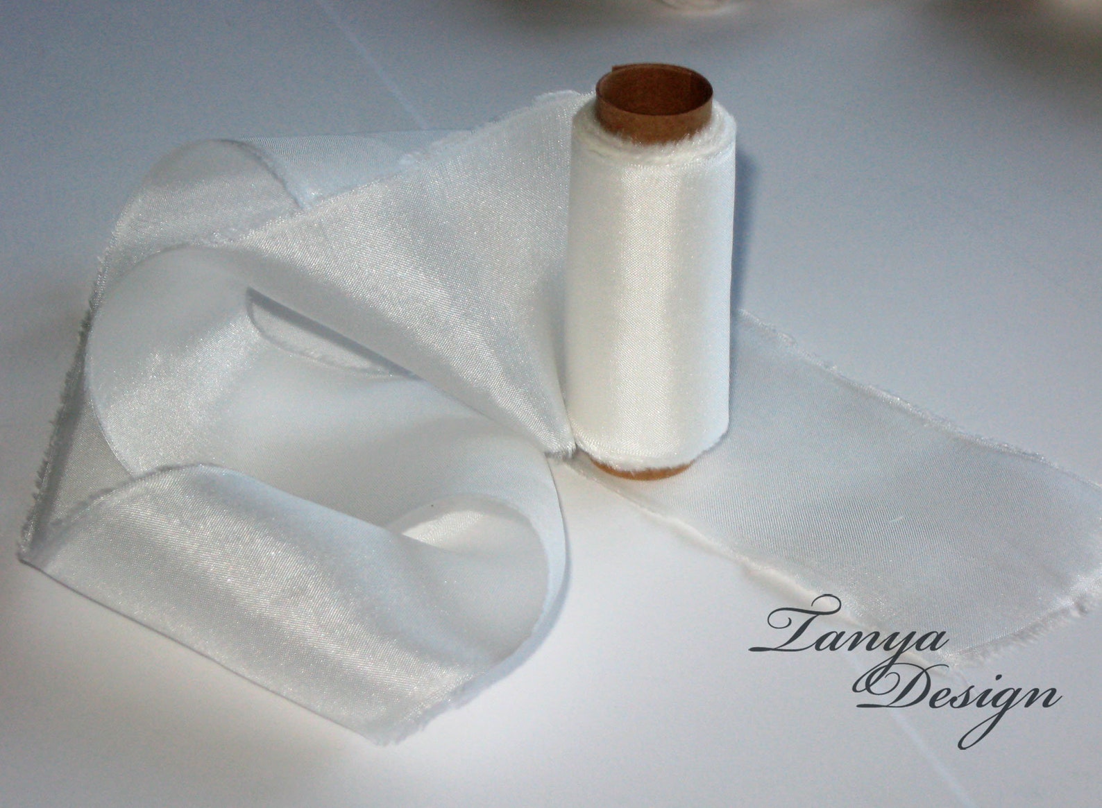 White Silk Ribbon. 100% Silk Habotai Ribbon. Bridal Bouquet Ribbon ...