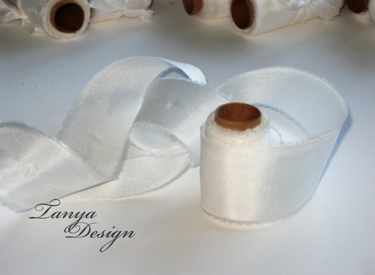 White Silk Ribbon. 100% Silk Habotai Ribbon. Bridal Bouquet Ribbon ...