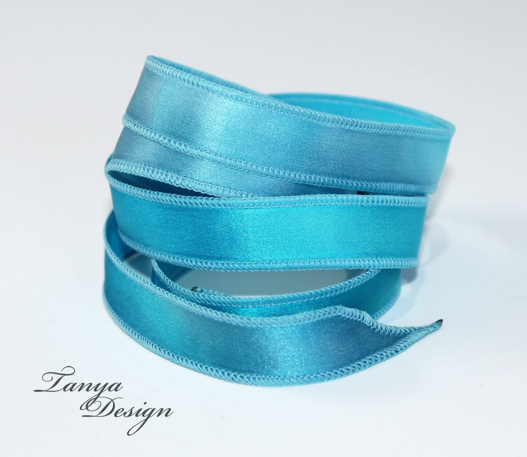 Cinta de raso de seda azul turquesa. Cintas de pura seda - Etsy España