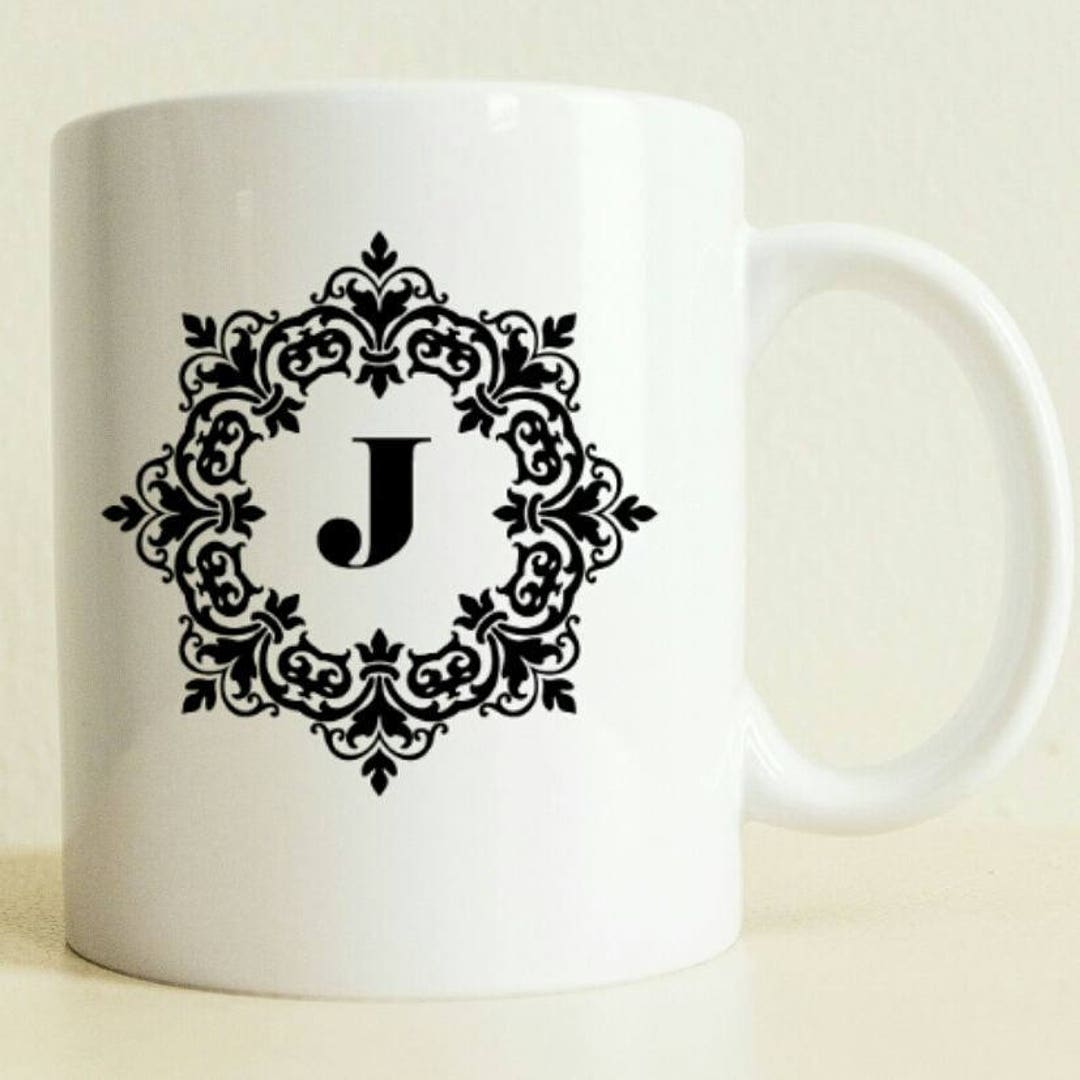 Initial Decorated Coffee Mug Letter Coffee Mug Gift Personalized ...