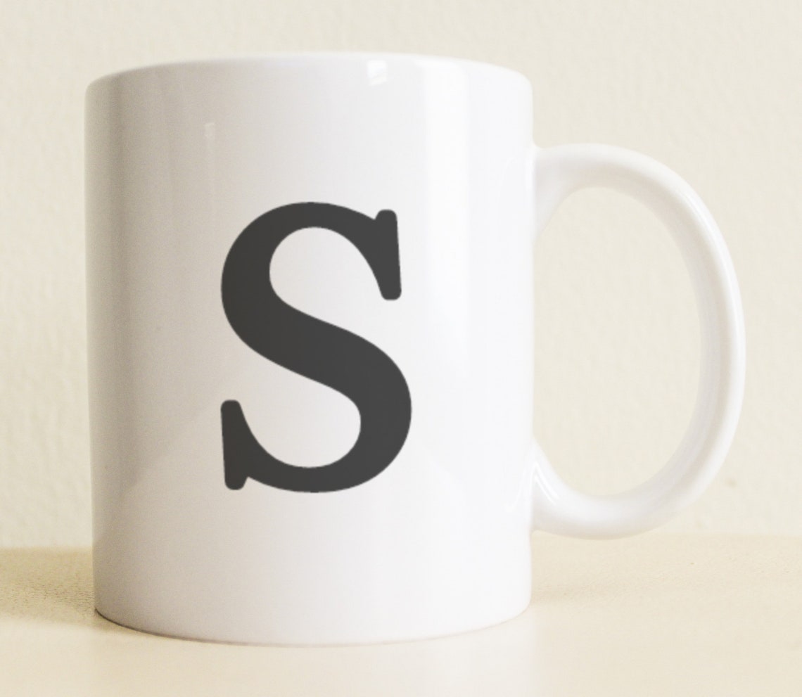 Large Initial Coffee Mug (letter Only) | Monogram Coffee Mug ...