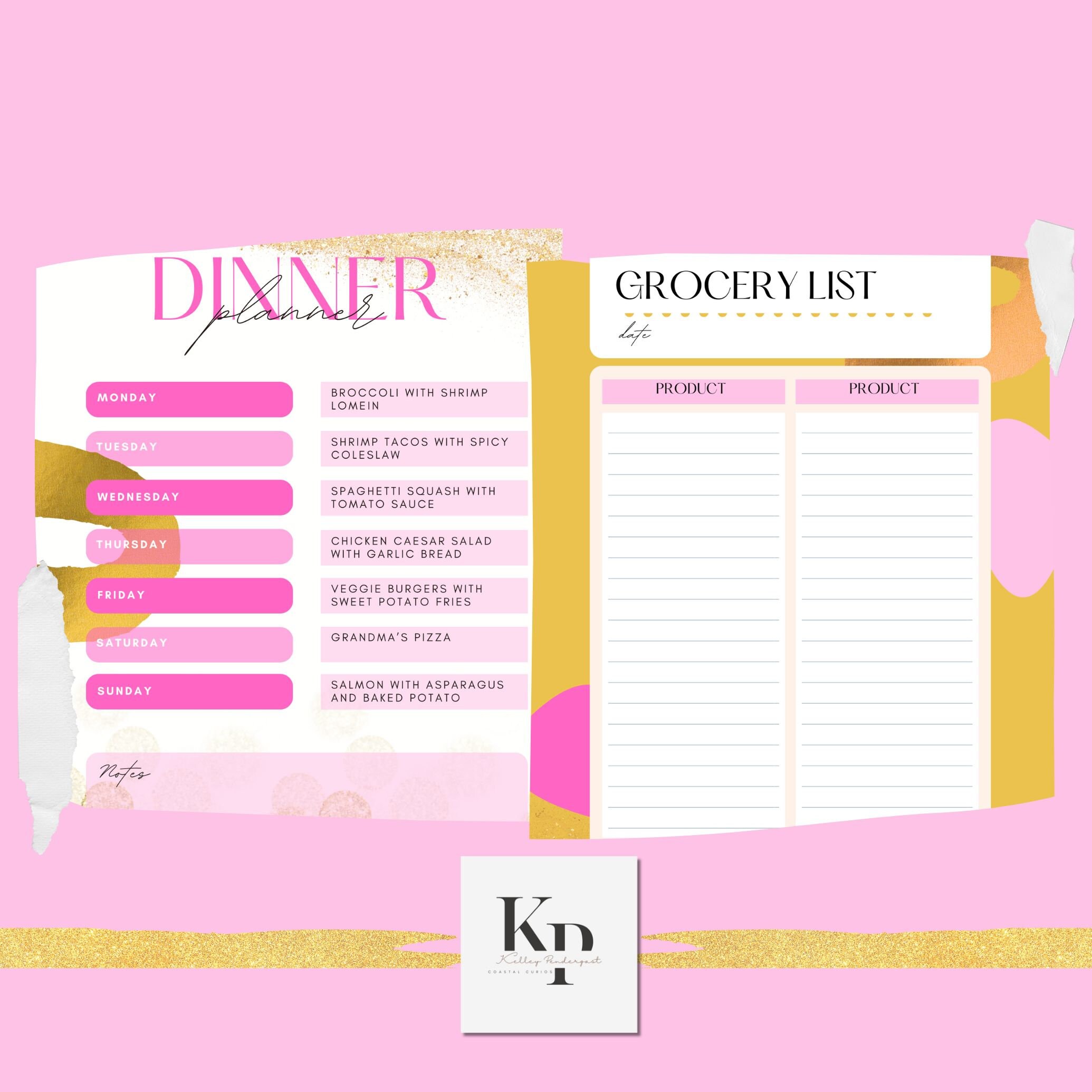 Printable Template Digital Dinner & Grocery Planner - Etsy