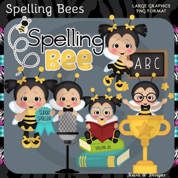 Clip Art & Image Files Scrapbooking Spelling Bee Clipart-Instant ...