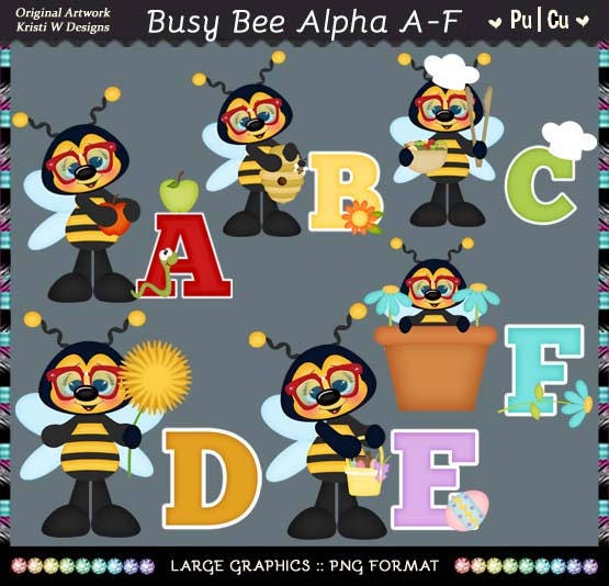 Busy Bee Alphabet A-F Alpha Letters Bumblebee Instant | Etsy