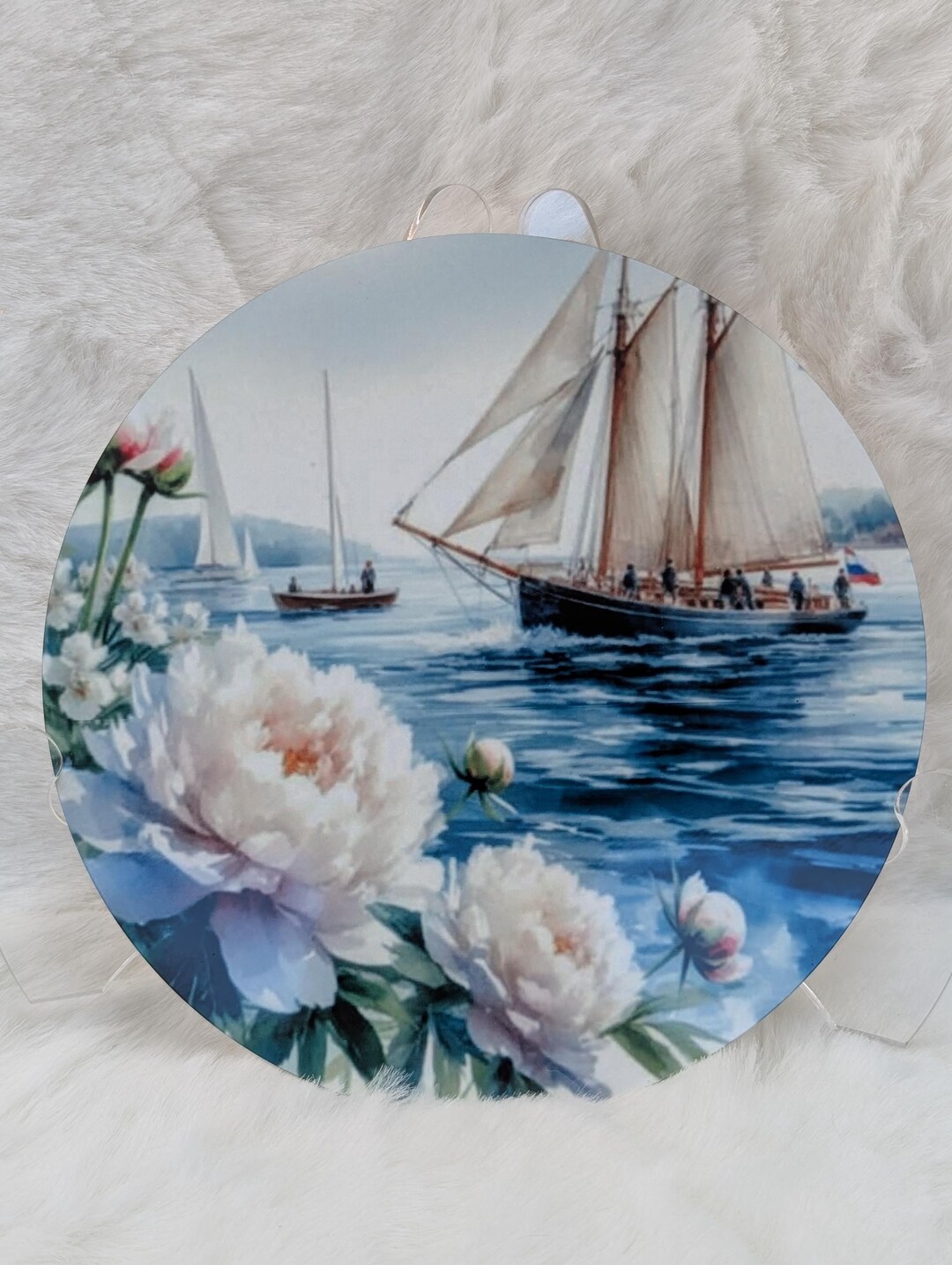 Ocean Sailboats Metal Disk, Floral Wreath Attachment, 8 Inch - Etsy