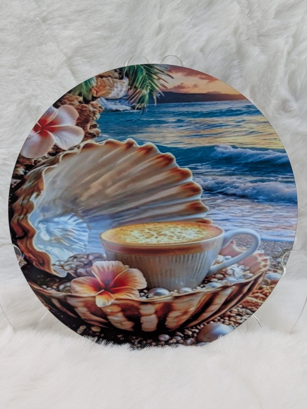 8 Inch Decorative Metal Disk With Ocean Background With Sea Shells - Etsy