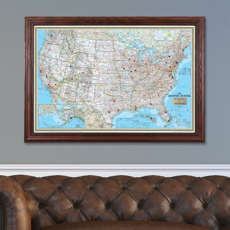 Large Road Map of Usa - Etsy