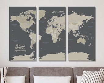 3 Panel World Map - Etsy