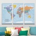 Large 3 Panel Personalized Canvas Map Blue Oceans World - Etsy