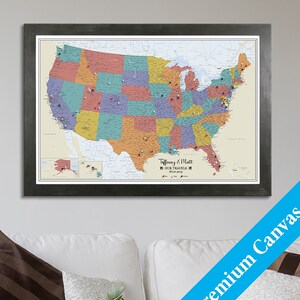 CANVAS Personalized Tan Oceans USA Travel Map - Map for Travelers ...