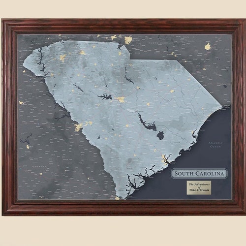 Personalized Slate South Carolina State Wall Map Use as a - Etsy