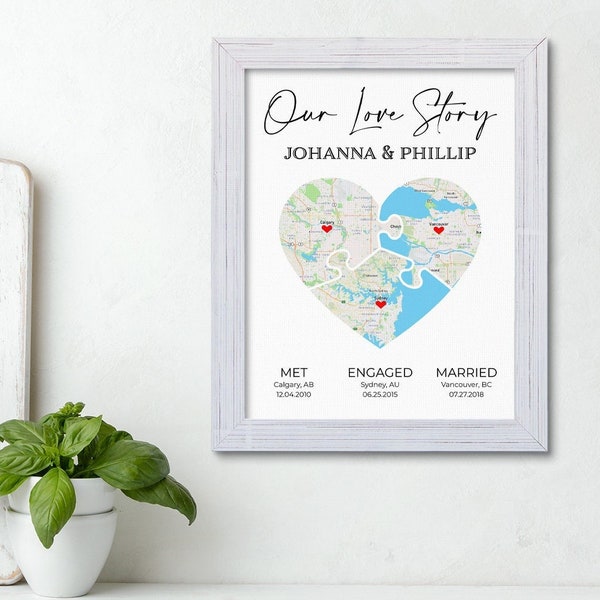 Heart Map Art - Etsy