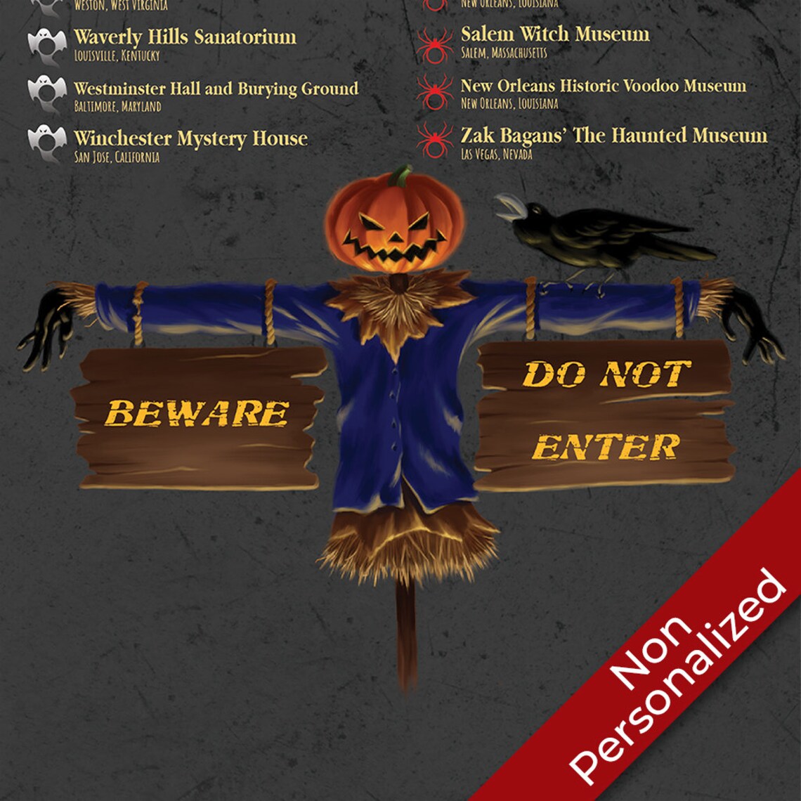 Scary Places Bucket List Tracker Free Personalization Pin | Etsy