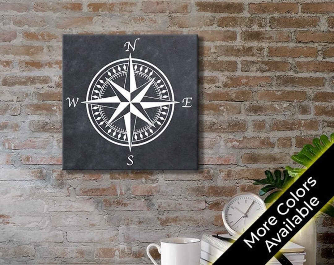 Compass Rose Wall Art - 10" X 10" - Stretched Canvas Travel Art ...