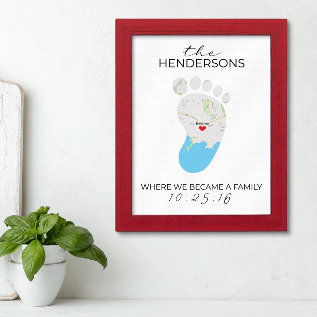 Baby Footprint Map Art - Family Wall Art - Baby Nursery Art ...