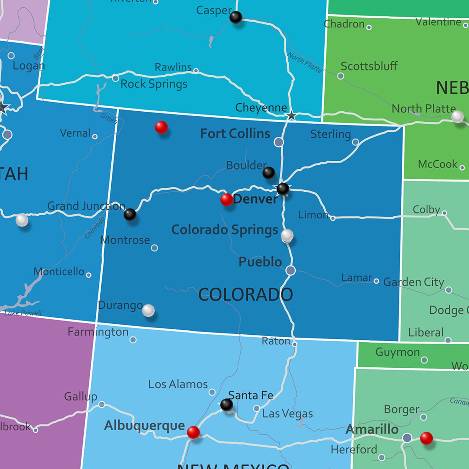 Personalized Colorful US Push Pin Travel Map - USA Push Pin Travel Map ...