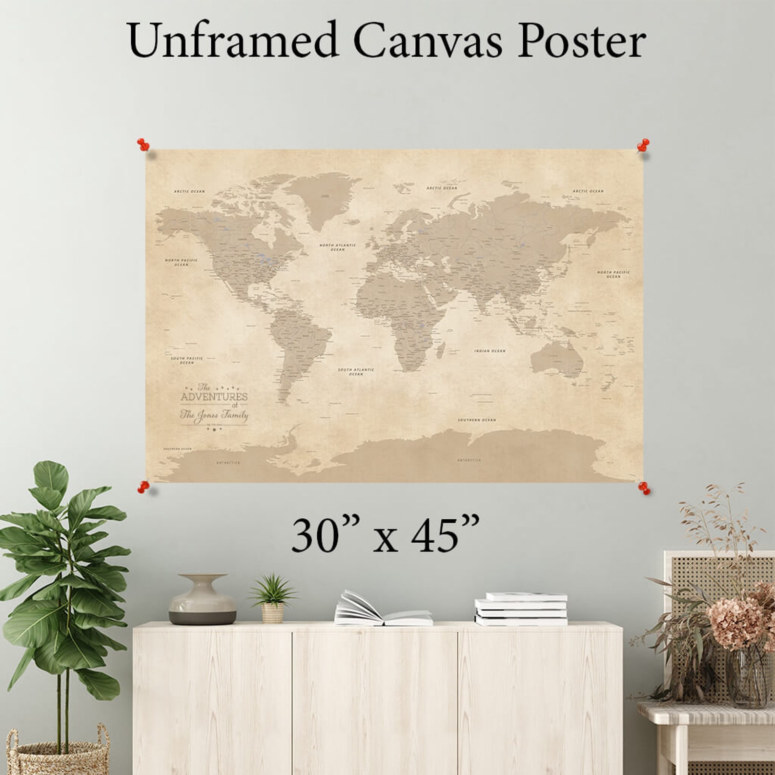 Canvas Map Poster Vintage World Push Pin Travel Map Kit With - Etsy