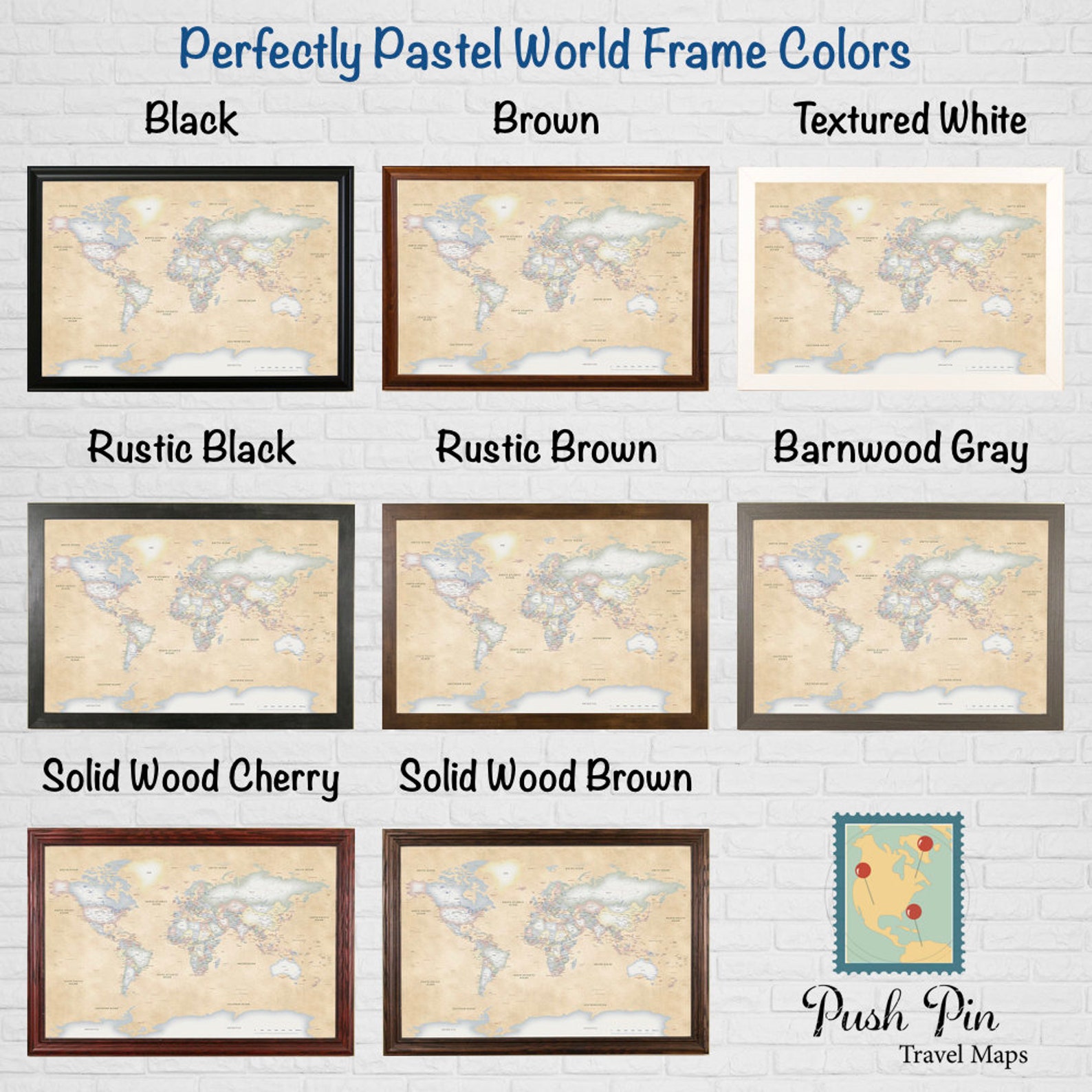 CANVAS Personalized Perfectly Pastel World Travel Map -push Pin Travel ...