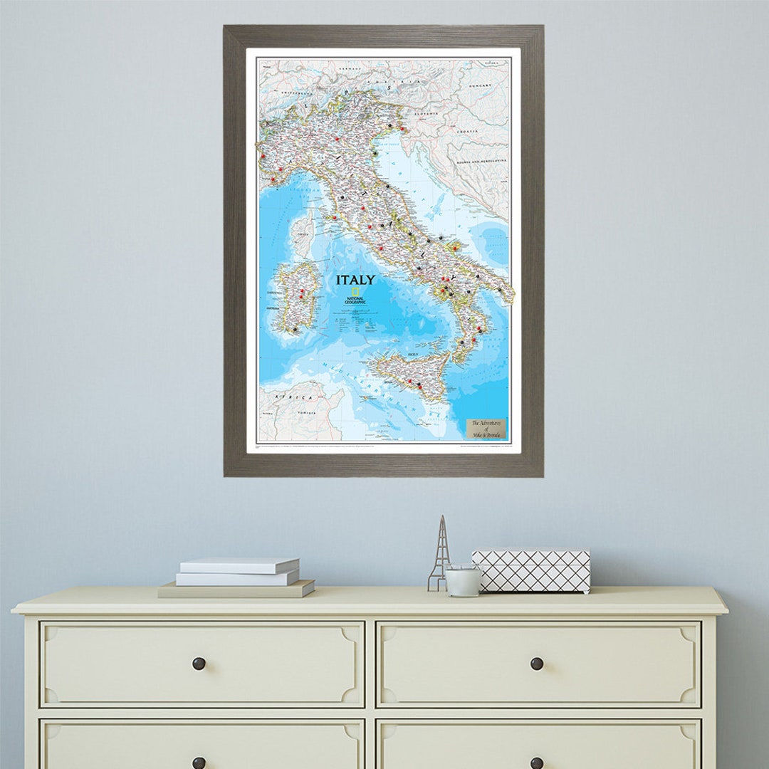 Personalized Classic Italy Push Pin Travel Map - 37.75"x26.75" - Italy ...
