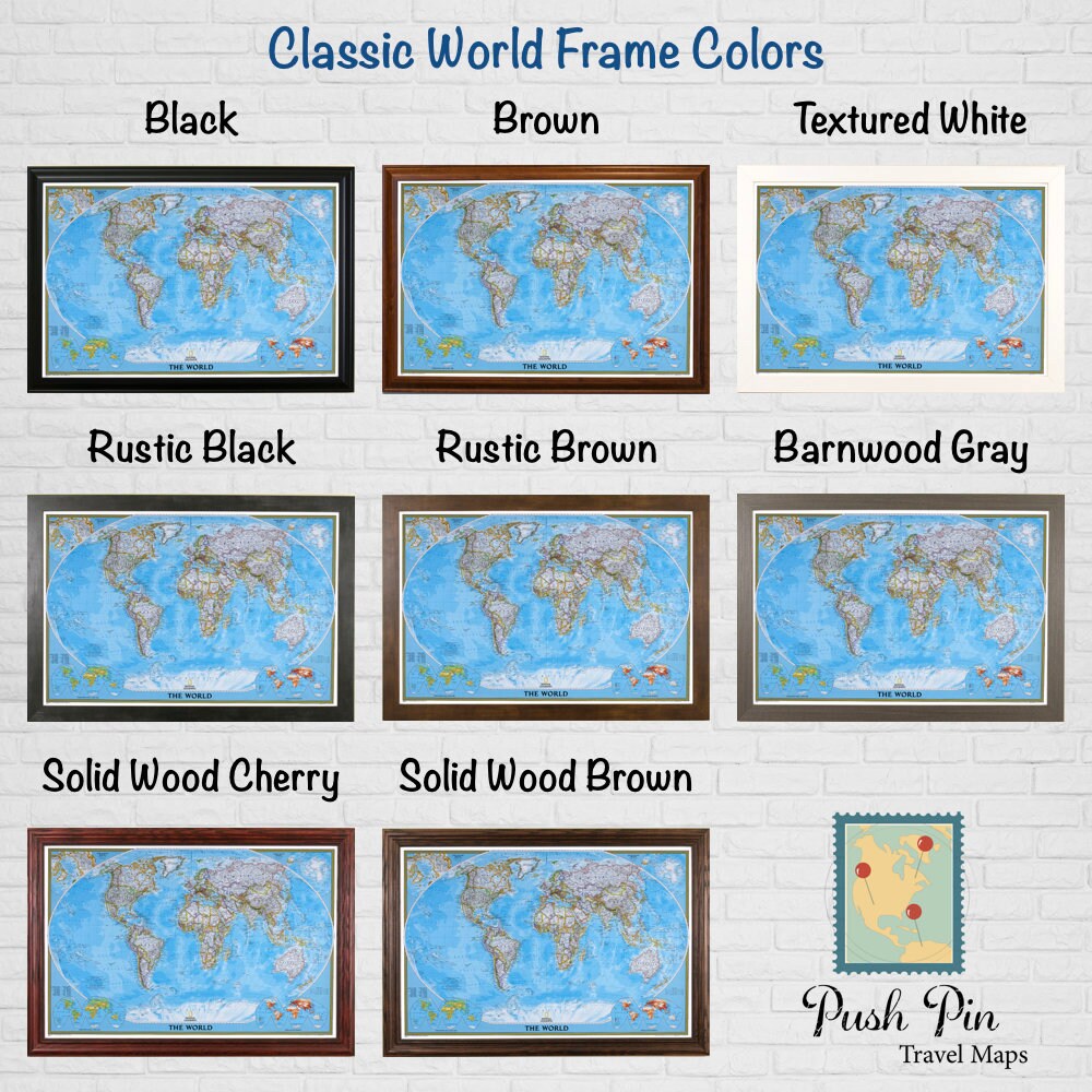 CANVAS Personalized Classic World Travel Map Push Pin Travel - Etsy