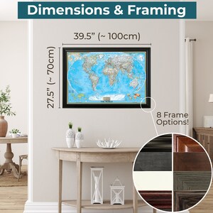Personalized Classic World Push Pin Travel Map With Pins and Frame ...