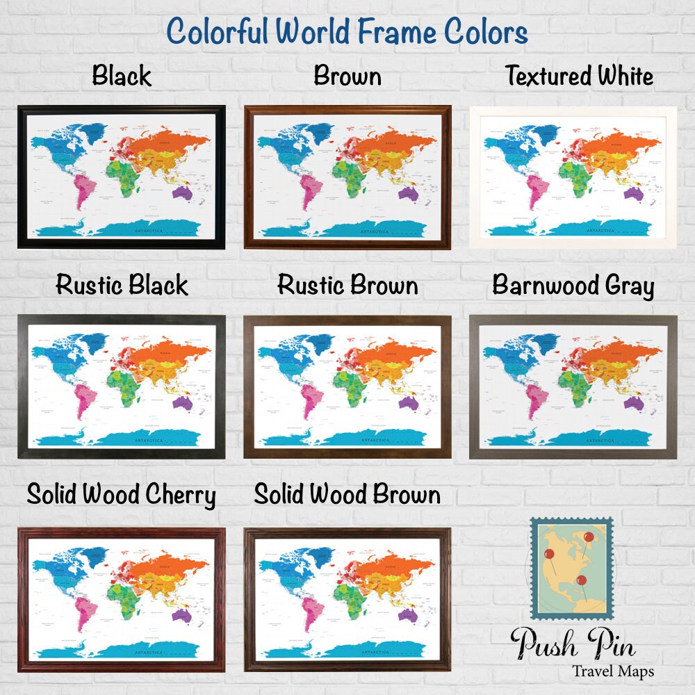 CANVAS Personalized Colorful World Travel Map Travel Map | Etsy