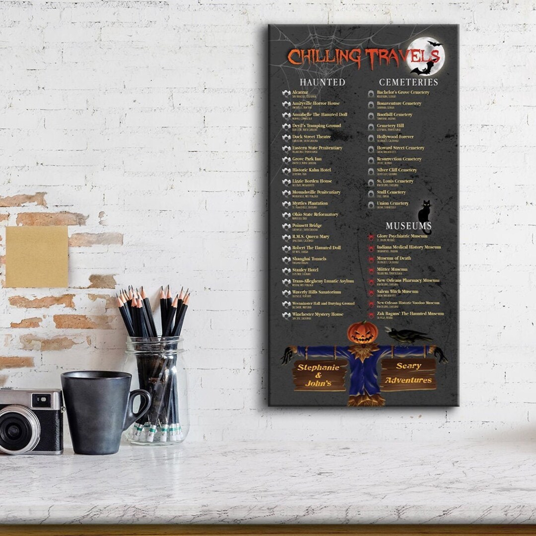 Scary Places Bucket List Tracker - Free Personalization! - Pin Travels ...