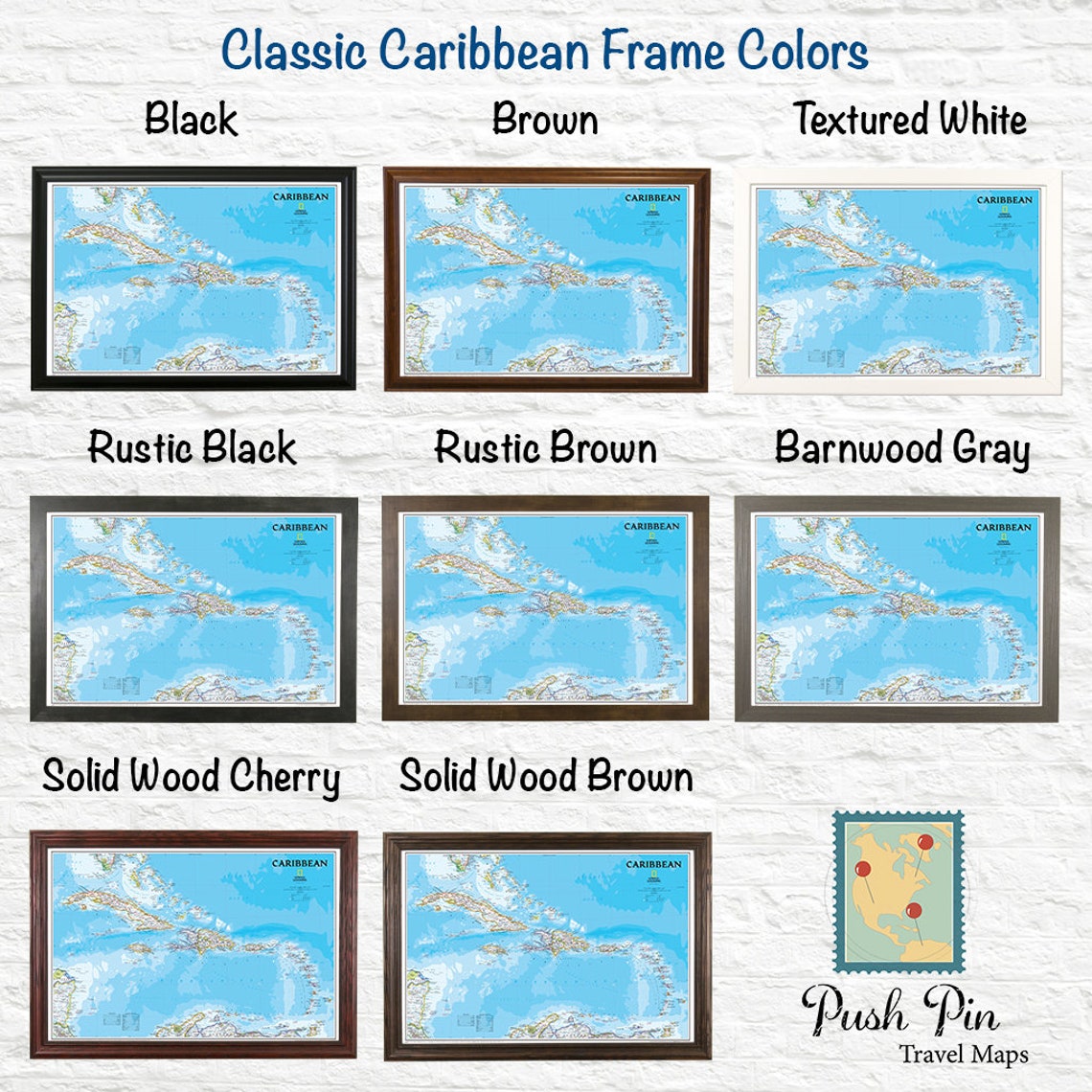 Personalized Classic Caribbean Push Pin Travel Map Caribbean | Etsy