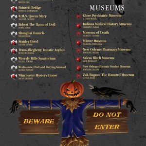 Scary Places Bucket List Tracker - Free Personalization! - Pin Travels ...