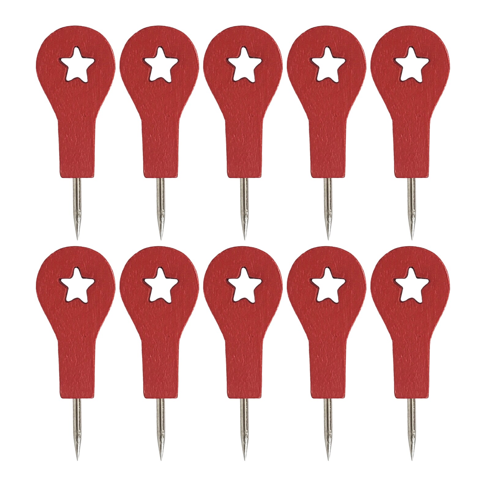 Wooden Map Marker Pins Set of 10 Red Wooden Map Marker Shaped Pins ...