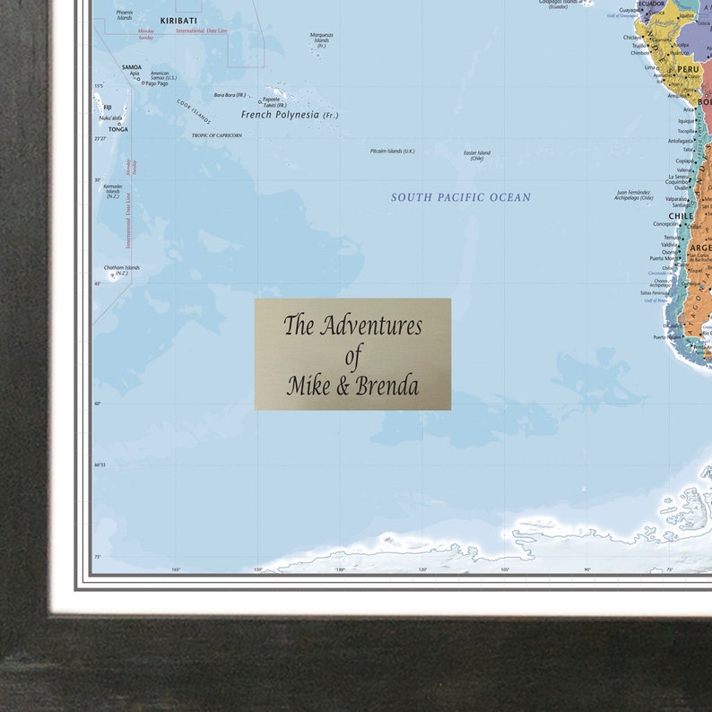 Personalized Blue Oceans World Travel Map With Pins and Frame - Etsy