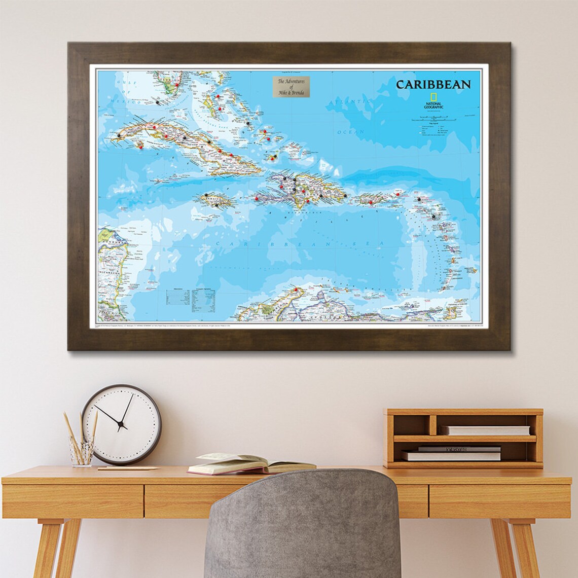 Personalized Classic Caribbean Push Pin Travel Map Caribbean | Etsy