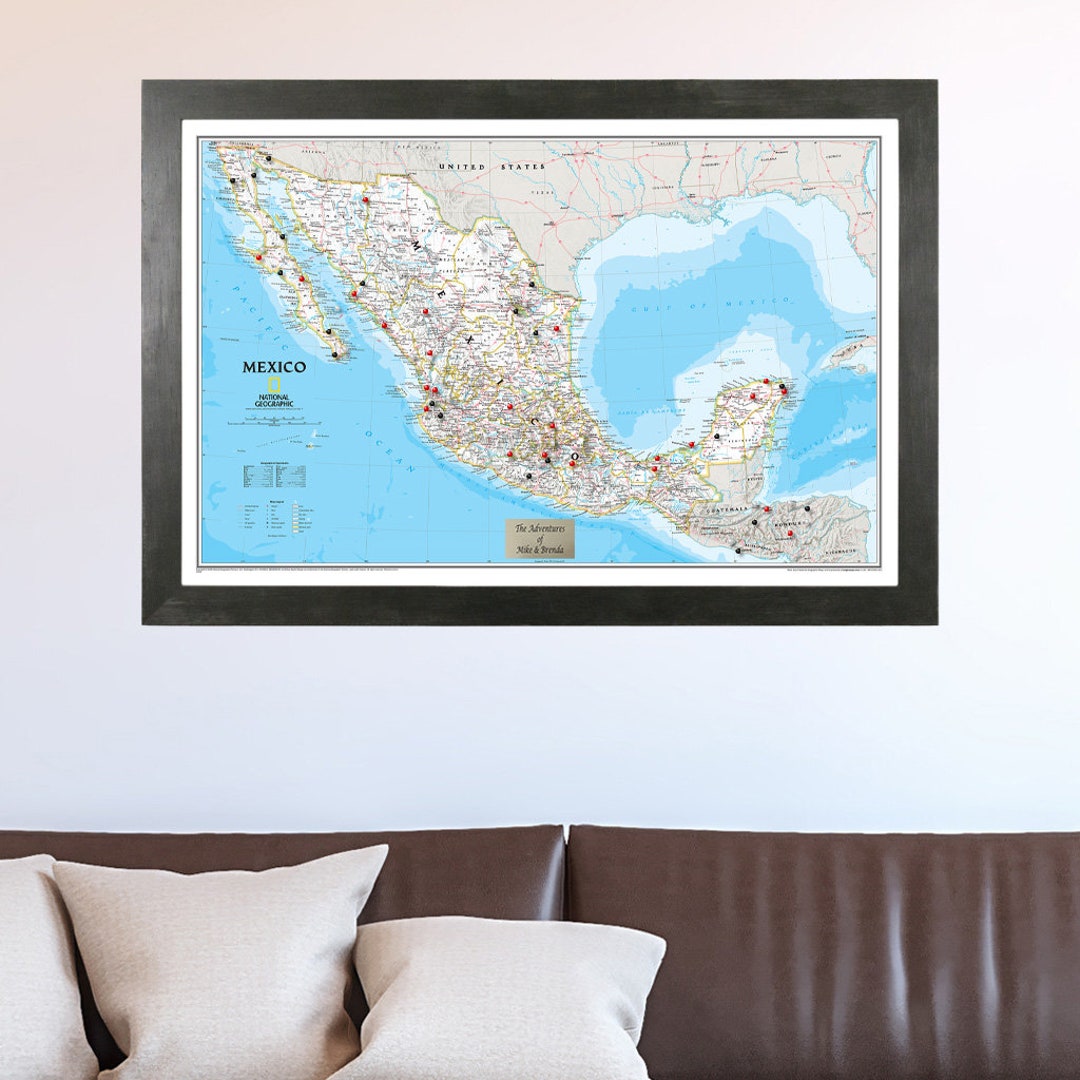 Personalized Classic Mexico Push Pin Travel Map - 26"x38" - Mexico ...