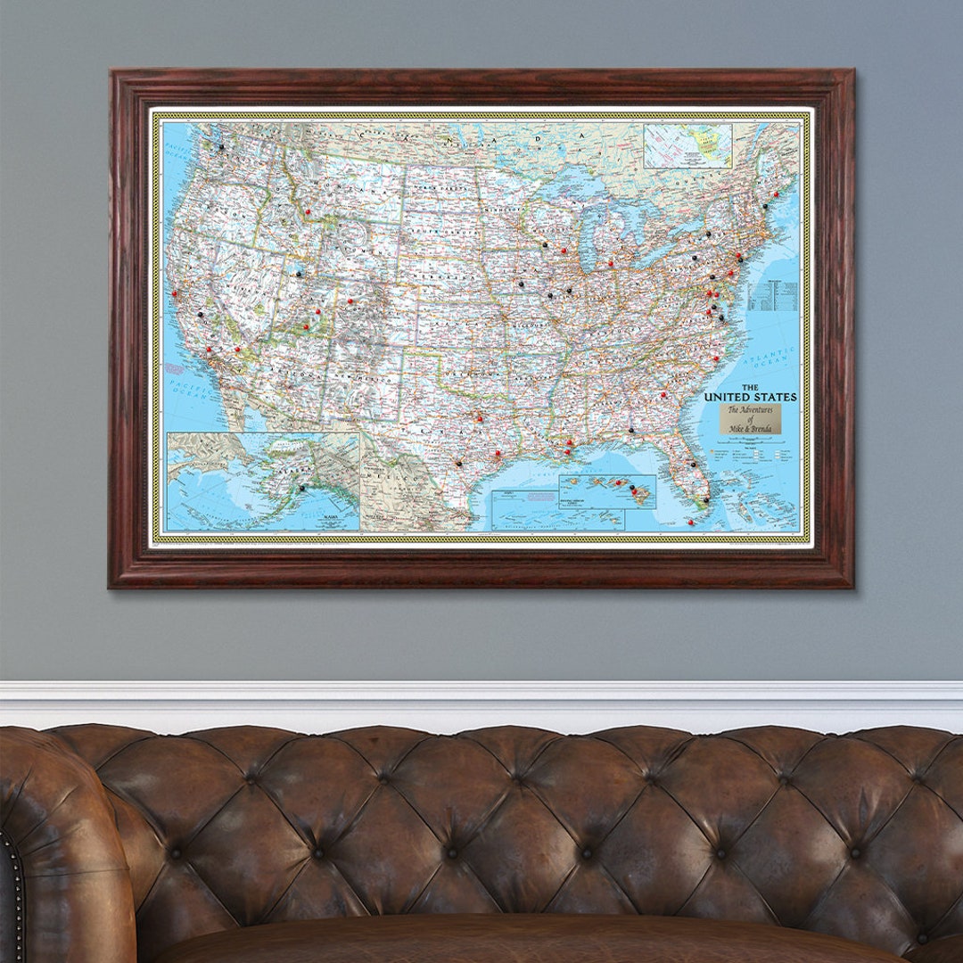 Personalized Classic US Travel Map - Framed and Ready to Hang - Travel ...
