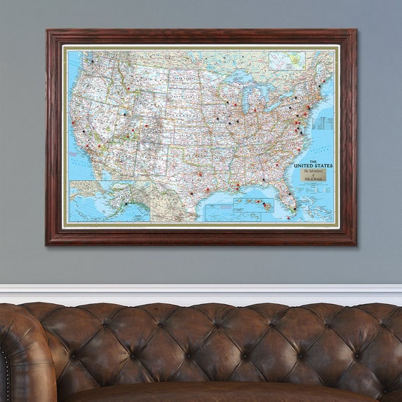 Personalized Classic US Travel Map Framed and Ready to Hang - Etsy