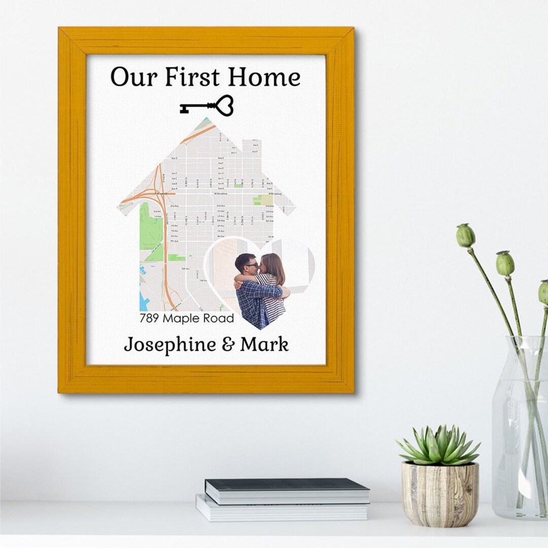 Our First Home With Photo - Family House Map Art - Option 2 - Canvas ...