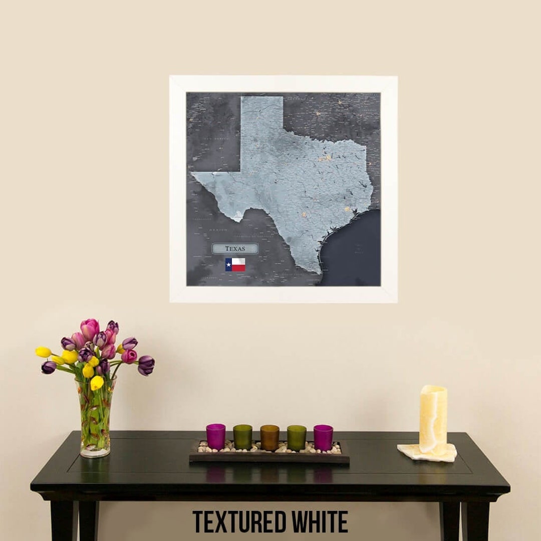 Slate Texas State Travel Map - Personalized Texas Map - TX State Push ...