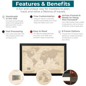 Personalized Vintage World Push Pin Travel Map - Push Pin Travel Map ...