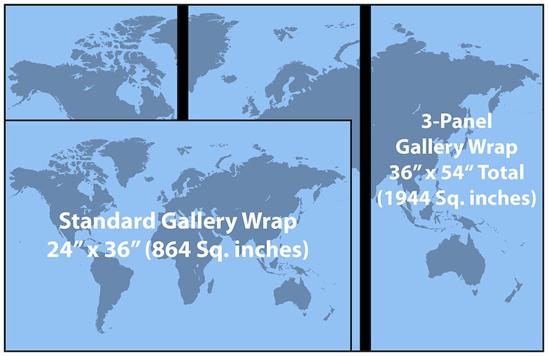 Large 3 Panel Personalized Canvas Map Executive USA | Etsy