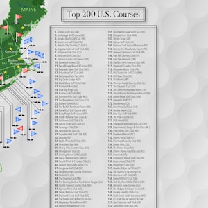 Personalized Golf Courses Tracking Map - Map of Top 200 Golf Courses in ...