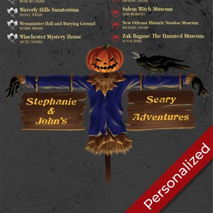 Scary Places Bucket List Tracker - Free Personalization! - Pin Travels ...