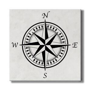 Compass Rose Wall Art - 10" X 10" - Stretched Canvas Travel Art ...