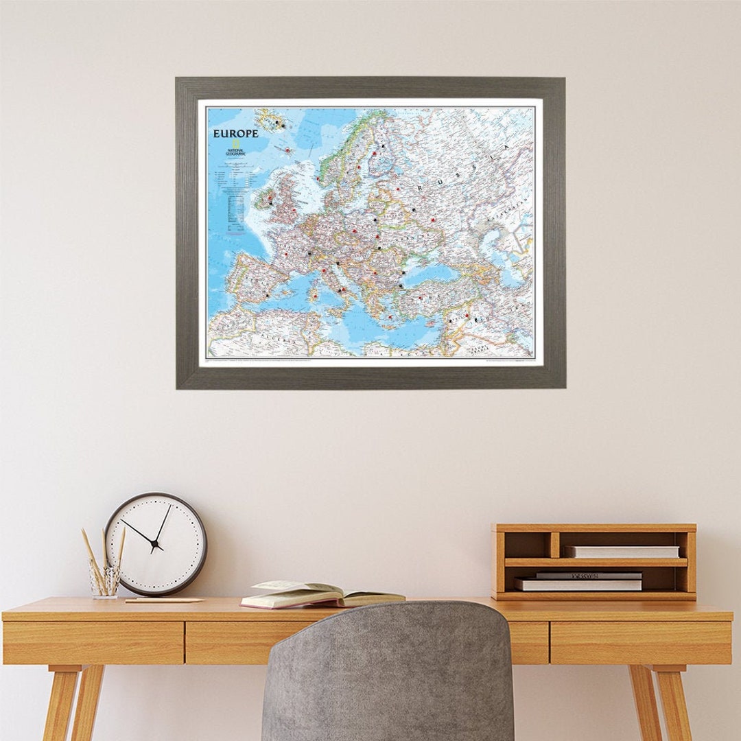 Personalized Classic Europe Push Pin Travel Map -27" H X 33.75" W ...