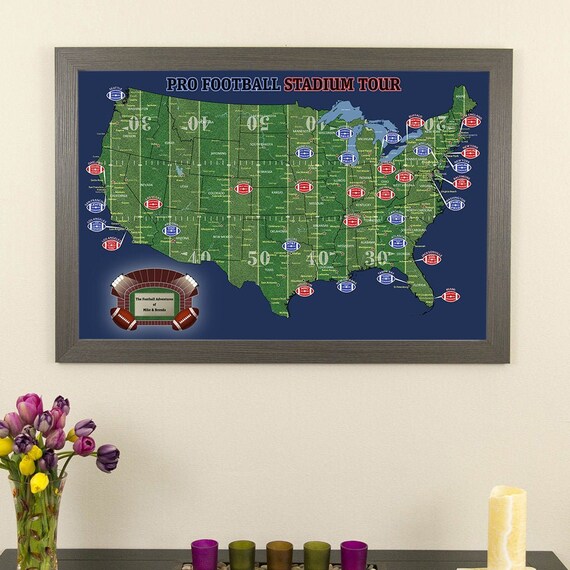 Personalized Football Stadium Pin Map Track Pro Football | Etsy