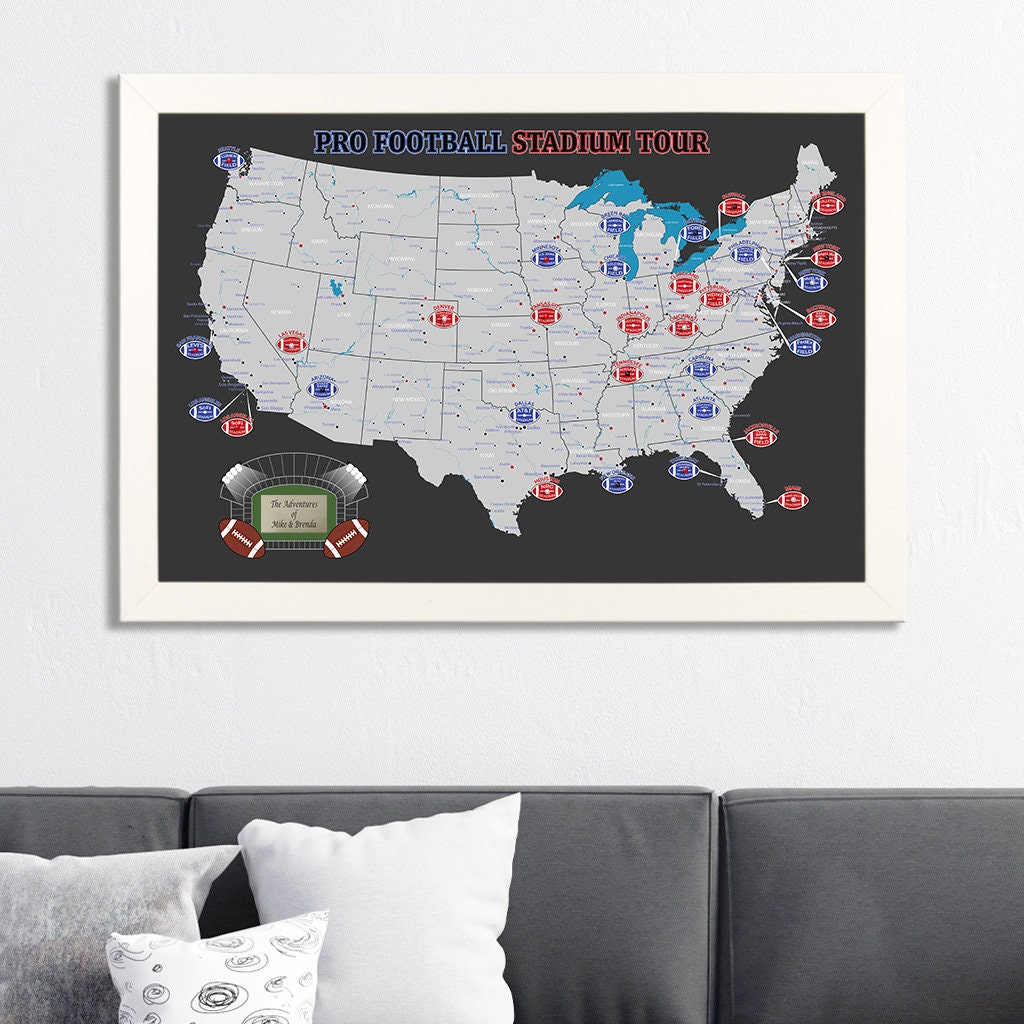 Personalized Neutral Football Stadium Map Pro Football Map | Etsy