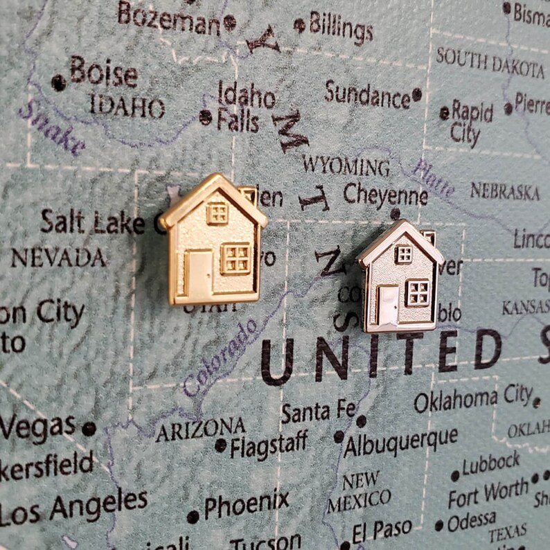 Metal House Shaped Pins Metal Pins Sandblasted Polished | Etsy