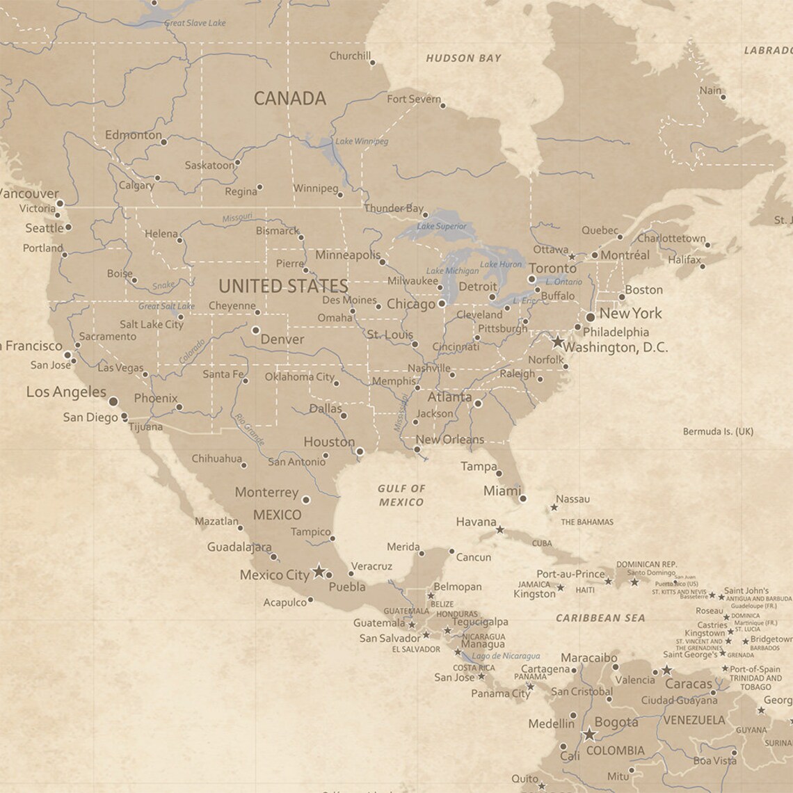 Large 3 Panel Personalized Canvas Map Vintage World Map | Etsy