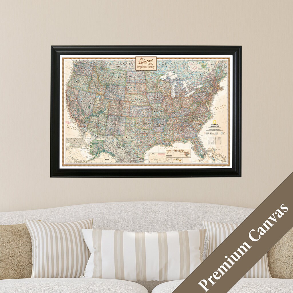 CANVAS Personalized Executive USA Travel Map Push Pin Travel | Etsy