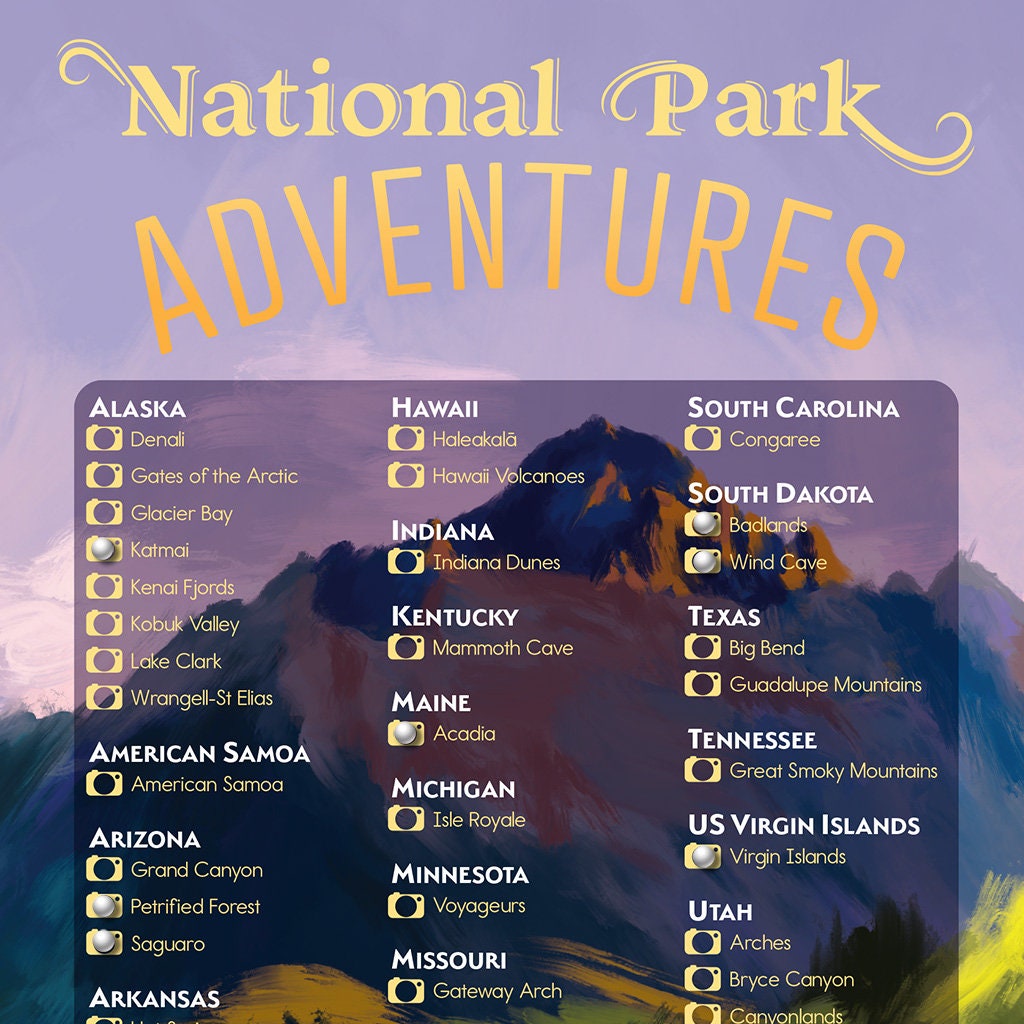 National Parks Bucket List Tracker - Free Personalization! - Pin Your ...
